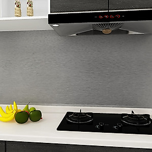 Adrmpest Wide Stainless Steel Peel Stick Wallpaper24 x197,Thick Wall Sticks Silver Look Contact Paper,Vinyl Wrap for Countertop Kitchen Appliances Refrigerator Dishwasher Wall Paper