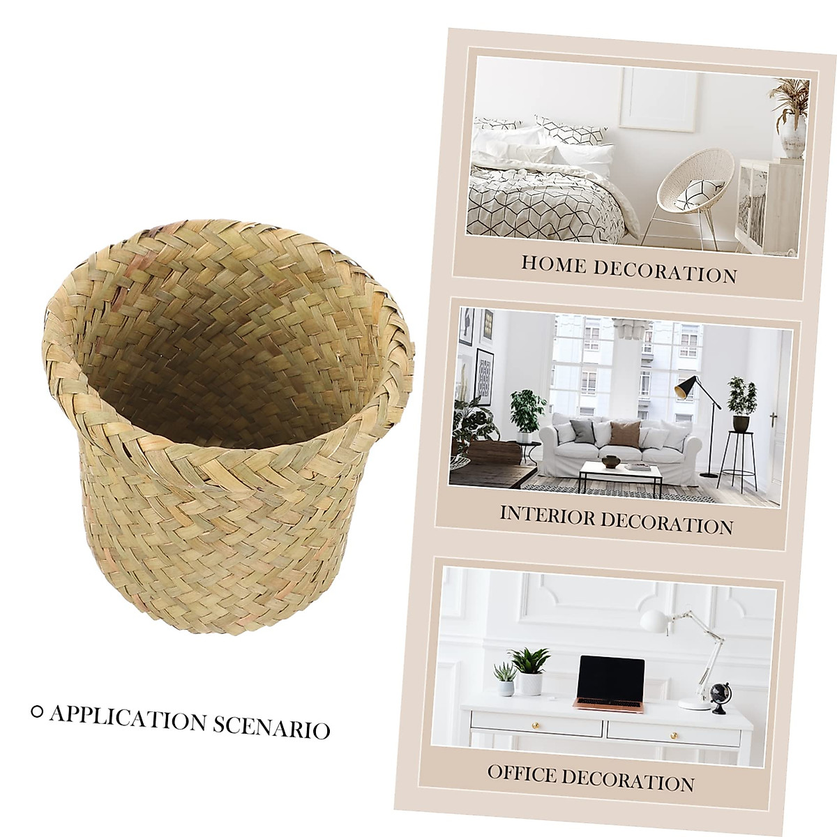 ChildWeet Rattan Laundry Hamper Trash Can, Black, Open-Top