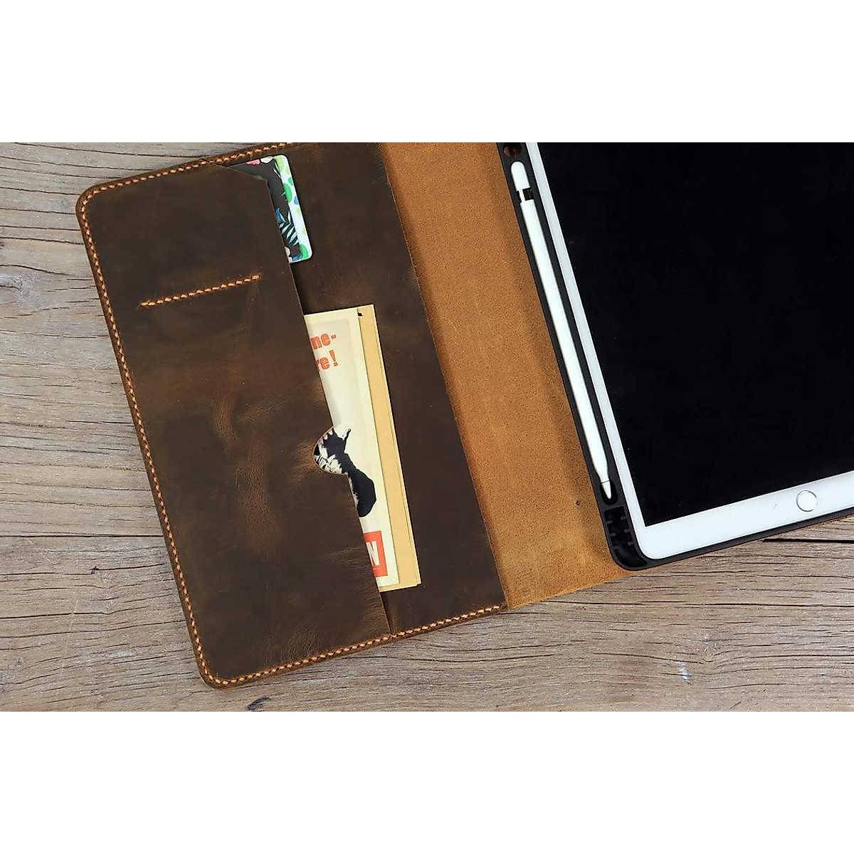 Personalized leather magnetic ipad 12.9 case, brown leather ipad air 4th generation case covers, rustic leather iPad Pro case Y02-IXPMNC (iPad mini 6)