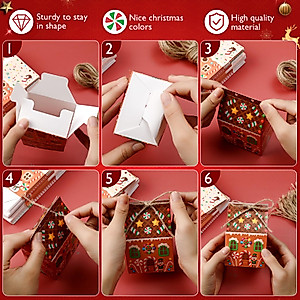 Zhanmai 48 Pcs Christmas Treat Boxes Candy Gingerbread House Mini Christmas Party Favor Box Small Paperboard Christmas Gift Boxes for Xmas Holiday Party Treat Cookie Goodie Snack Gift Packaging