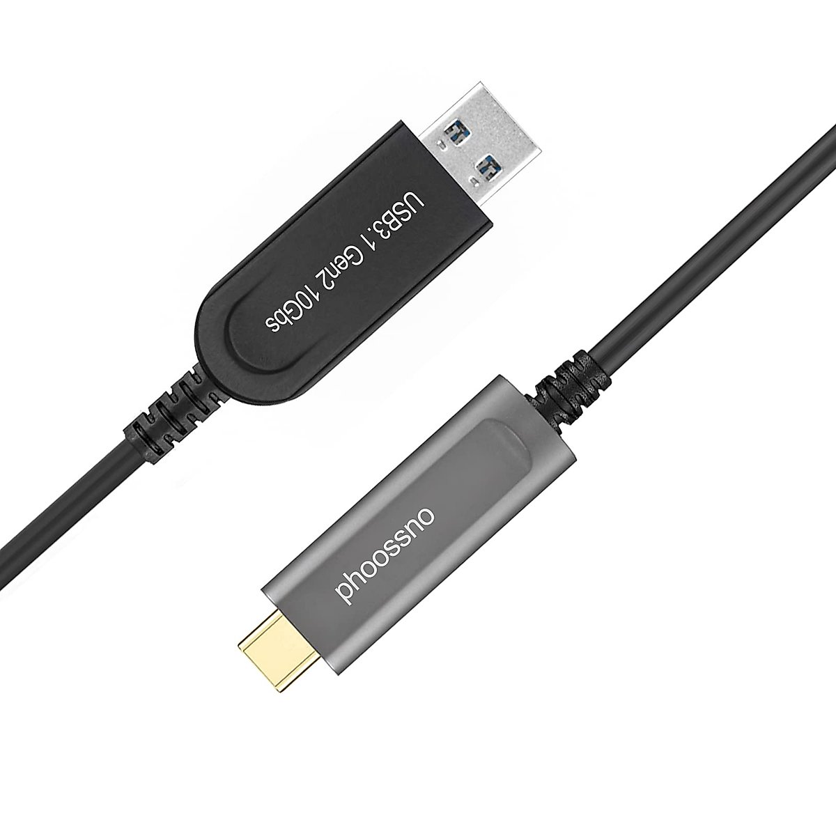 USB A to C Fiber Optical Extension Cable USB 3.1 Gen2 10Gbps 15M 50FT Compatible with Microsoft Azure Logitech Camera Aver &Vaddio & Barco ClickShare Touch Screen Kinect Oculus VR Intel RealSense