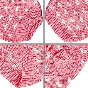Dxhycc Dog Knitted Sweater Heart Puppy Sweater Warm Soft Pet Holiday Clothes for Small Cats and Dogs (Pink, S)