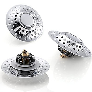 Upgraded Tub Stopper with Hair Catcher - 2 in 1 Pop Up Bathtub Stopper, Brass Tub Drain Stopper with Anti-Clogging Strainer, Tub Drain Plug with Metal Hair Trap, Only Fit for 1.65-2 Inch, Chrome