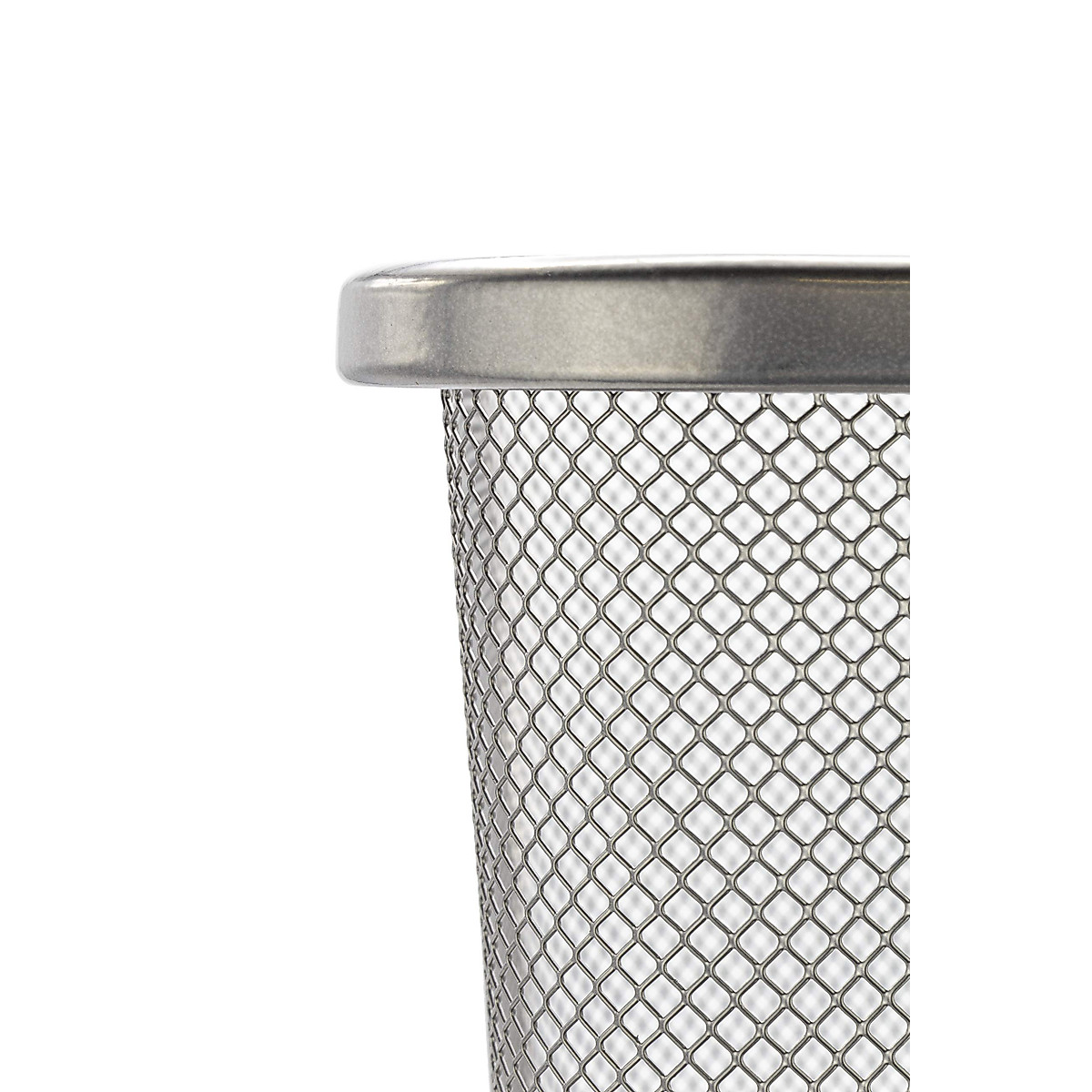 Brookstone BKH1461, [3 Pack] Metallic Mesh Wastebasket for Office & Home, Open Top, Under Desk Trash Can, Lightweight & Sturdy Recycling Bin, Standard, Silver
