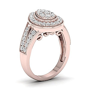 Diamond2Deal 14K Rose Gold Diamond Engagement Wedding Ring Size 8.5 (1ct, Clarity SI2, Color H-I)