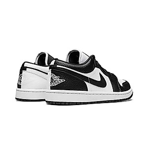 Jordan Nike Women's Air 1 Low UNC Basketball Shoe, White/Black/White, 6.5