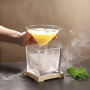 USEEKRIL Stemless Martini Glasses Set of 2 with Caviar Chiller - Martini Glass with Caviar Serve Bowl - Elegant Bar Cocktail Glasses Gift Set for Manhattan,Margarita,Martini,Cosmopolitan