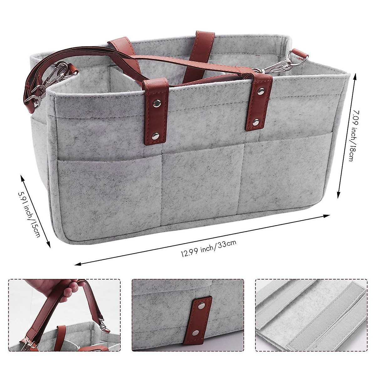 Gfhrisyty Baby Diaper Caddy Organizer for Hanging Portable Nursery Storage Bin Diaper Holder Storage Basket for Car and Baby Shower, Gray