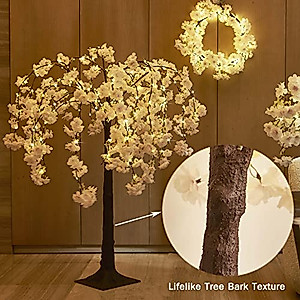 LITBLOOM Lighted Tree with Cherry Blossom 180 Fairy Lights 4FT, Pink Flower Faux Tree Lights for Indoor Outdoor Home, Wedding, Party Decoration