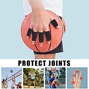 20 PCS Finger Sleeves Protectors, Sport Finger Sleeves Thumb Brace Support Finger Brace Elastic Thumb Sleeves for Relieving Pain Arthritis Trigger Finger (Black Grey)