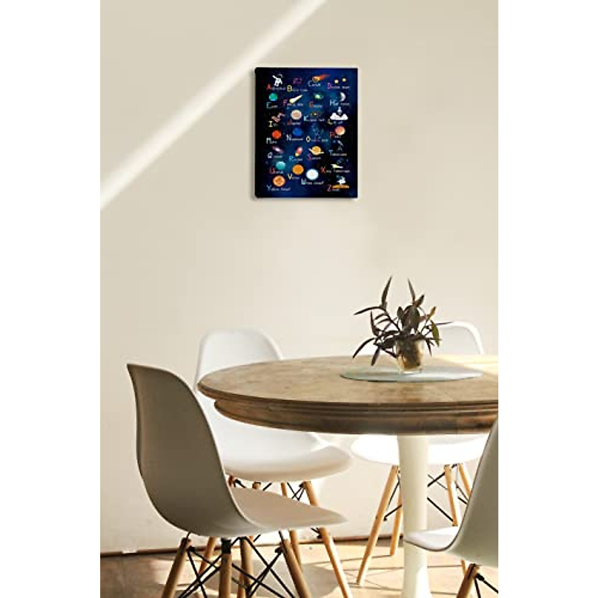 Tizzer Early Learning Letters Canvas Wall Art Prints,Outer Space Cute Solar System Paintings Prints,11x14 inches Artwork for Bedroom Living Room Kids Room Classroom Nursery Playroom Home Decorations