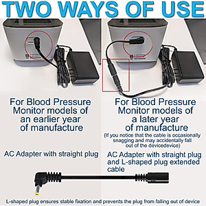HQRP AC Power Adapter Compatible with Omron Healthcare 5 Series, 7 Series, 10 Series, Silver, Gold, Platinum Upper Arm Blood Pressure Monitor, Hem-ADPTW5 AC Adapter Omron Power Supply 6v DC Cord