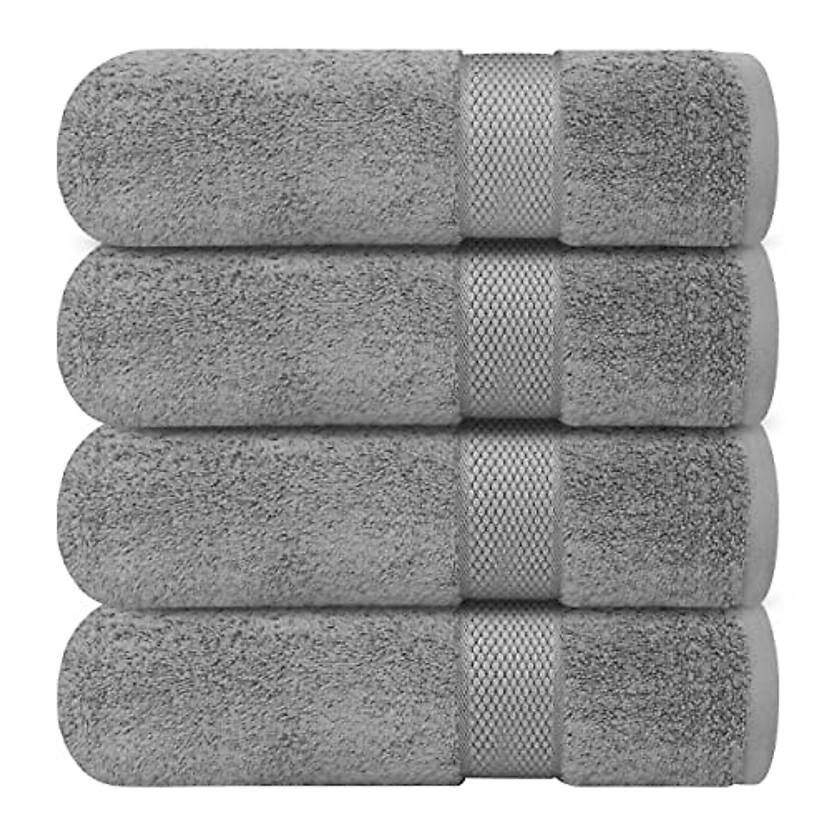 Infinitee Xclusives Premium Bath Towels Set Pack of 4-100% Ring Spun Cotton Towels - Grey Bath Towels 27 x 54 - Soft Feel, Quick Dry, Highly Absorbent Durable Towels, Perfect for Daily Use