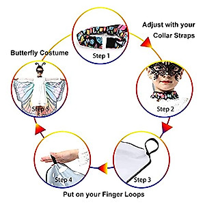 GENIEING Butterfly Costume for Girls, Kids Butterfly Wings for Girls Costume Butterfly Halloween Costumes for Girls