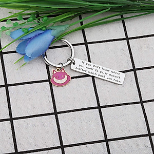 BAUNA Alice Keychain with Cartoon Pink Cat Gift for Graduates BFF