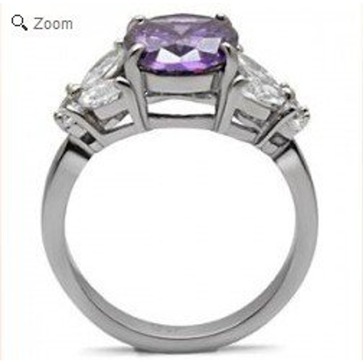 Marshal Imports 4 Ct Stainless Steel Butterfly Cocktail Ring with Amethyst Oval Cut Cubic Zirconia (9)
