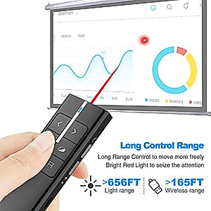 NORWII N99 Presentation Clicker Air Mouse Function Wireless Presenter USB Powerpoint Clicker, RF 2.4 GHz Presentation Remote Control Clicker for powerpoint presentations Support Mac, Laptop, Computer