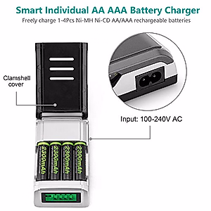 AA AAA Battery Charger Pack, LP 4-Bay Independent Slot LCD Charger & 4-Pack 2300mAh AA & 4-Pack 1000mAh AAA Batteries, Rechargeable Battery for Kids Toys, Remotes, Microphones, Game Controllers & More
