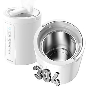 Healthy Warm Mist Humidifiers for Bedroom, 3L/100oz Stainless Steel Humidifier Easy Clean, Steam Humidifier for Living Room, Whisper-Quiet, Filterless and Simple Use