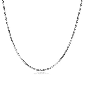 Hadoken 925 Sterling Silver Clasp Box Chain, 2mm Silver Chain for Men Women Silver Necklace Chain 16-30 Inches (20)