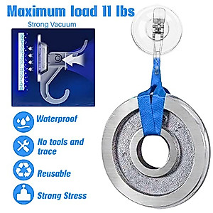 Antimbee 3-Pack Suction Cup Hooks, Strong Vacuum Cup Hanger for Shower, Glass Door Window Christmas Wreath Suction Holder Hanger (Transparent Dual Hooks Design)