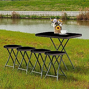 zagtag Folding Table 30Inch Small Foldable Table for Kids Picnic and Laundry Room, Tray Table, Black