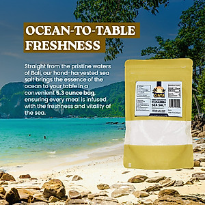 Cinta - Balinese Kusamba Sea Salt, Hand-Harvested Sea Salt from Bali, All-Natural Small Crystal Sea Salt With No Additives or Refining, Natural Salt for Cooking, Snacks, and More, 5.3 oz