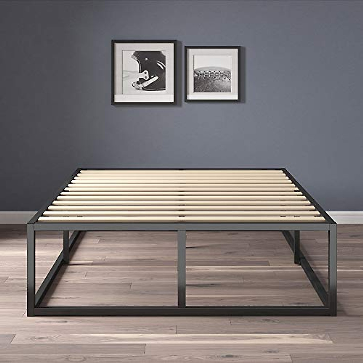 ZINUS Joseph Metal Platforma Bed Frame / Mattress Foundation / Wood Slat Support / No Box Spring Needed / Sturdy Steel Structure, Queen