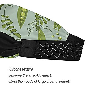 Unisex Workout Headbands Green-peas-Leave-Blue Elastic Yoga Sweatband Stretchy Sports Hairband