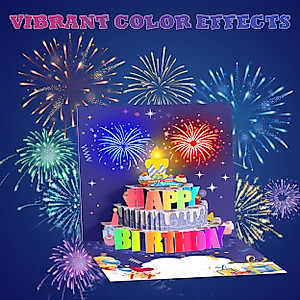 Lupow Pop up Birthday Cards,Musical Happy Birthday Card with Light Up Fireworks,Funny Birthday Gift Card for Women Men Husband Mom Kids Friend Grandpa and Grandma