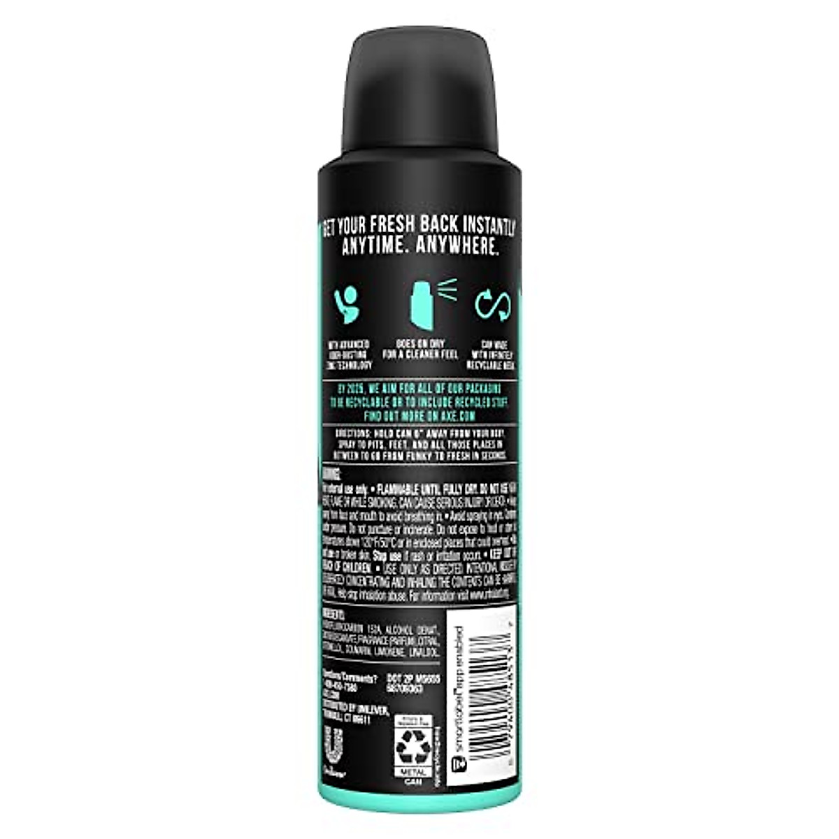 AXE Apollo Deodorant Spray 48 Hour Odor Protection Fresh Sage and Cedarwood Deodorant without Aluminum and without Residue, 4 Ounce (Pack of 4)