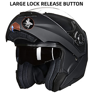 ILM Motorcycle Helmets for Adults Dual Visor Enlarged Air Vents Modular Full Face Cascos para Motos Men Women DOT Model DP998(Matte Black, Large)