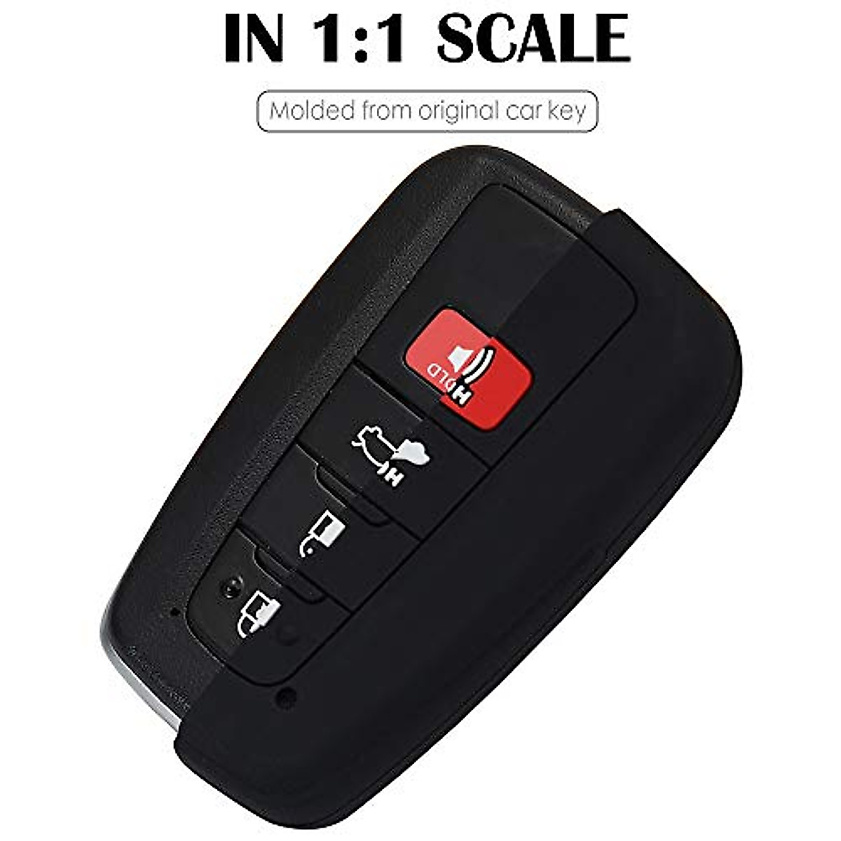 Lcyam Silicone Key Fob Cover Compatible with 2018- 2023 Toyota Camry Rav4 Prius Highlander XSE Hybrid CHR Corolla SE Avalon Venza Mirai 4Runner Tundra Keyless Remote (Black Rose, 4 Button)