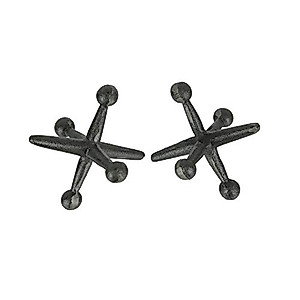 Retro Matte Grey Cast Iron Giant Jack Decorative Bookends - Table Sculptures - Door Stops 3.75 Inches Long