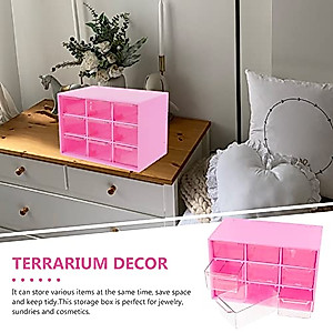 Didiseaon Plastic 3- Layer 9- Drawer Jewelry Box, Compact Storage Organization Drawers Set for Cosmetics, Hair Care, Bathroom, Office, Dorm, Desk, Countertop, 7“X4.6X3.81, Rosy