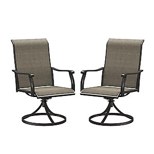 VICLLAX Swivel Patio Chairs Set of 2, High Back Textilene Patio Dining Chairs for Lawn Garden, Black Metal Frame