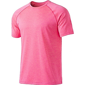 TSLA Men's Workout Running Shirts, Dry Fit Moisture Wicking T-Shirts, Sports Gym Athletic Short Sleeve Shirts, Hyper Dri Neon Pink, Small