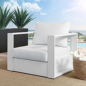 Modway Tahoe Modern Fabric/Aluminum Outdoor Armchair in White