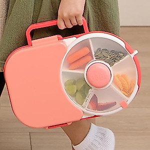 GoBe Kids Lunchbox with Detachable Snack Spinner, Bundle with Hand Strap & Sticker Sheet, Reusable Bento Style Lunch Container, 5 Small +1 Large Sandwich Compartment, BPA & PVC Free, Dishwasher Safe