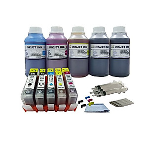 ND Brand 5 Pack US Patent Refillable Ink Cartridges Compatible for HP 564 564XL with Chips + 5x10oz Premium Refill Ink kit. The Item Logo!