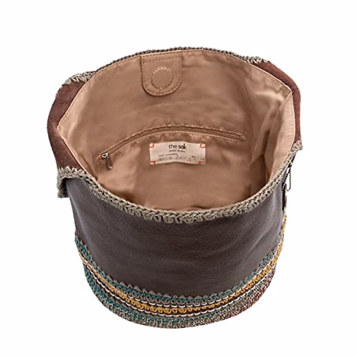 The Sak Back To Bali 120 Hobo Bag in Leather & Hand-Crochet, Large Shoulder Purse, Mahogany Seminyak