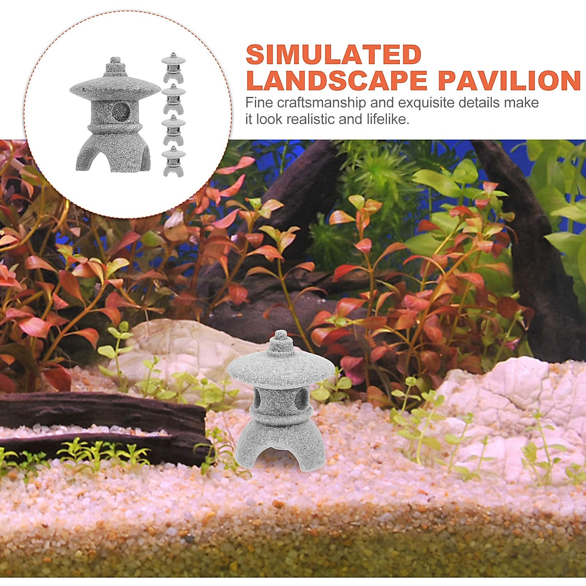 Yardwe 5pcs Mini Pagoda Statue Miniature Garden Lantern Figurines Sandstone Decorations Asian Pagoda Lantern Sculpture for Japanese Zen Garden Fairy Landscape Dollhouse Decor