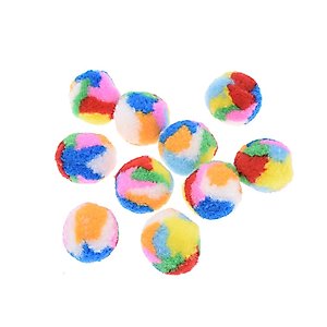 Towashine 10Pcs Small Assorted Color Kitty Yarn Puffs Cat Toys Cat Chase Balls 1.37" Diameter