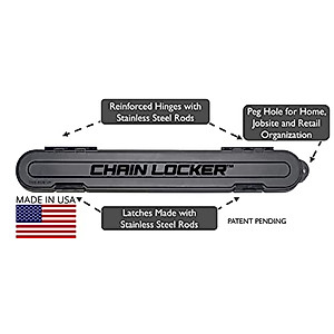 Chain Locker Original Chainsaw Chain Storage Case Orange Organization Box Universal for 6”, 8”, 10”, 12”, 14”, 16”, 18” and 20” Blade Chains Made in USA