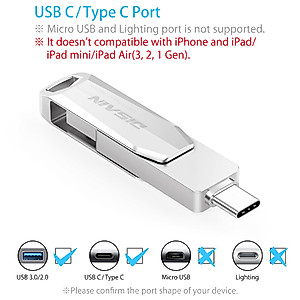 USB C Flash Drive DISAIN 32GB 2 in 1 OTG USB 3.1 to USB C Memory Stick Metal USB C Thumb Drive Compatible with MacBook Pro Air, Type C Smartphones, Tablets