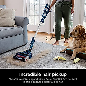 Shark HZ3002 Stratos Ultralight Corded Stick Vacuum with DuoClean PowerFins HairPro, Self-Cleaning Brushroll, & Odor Neutralizer Technology, Navy