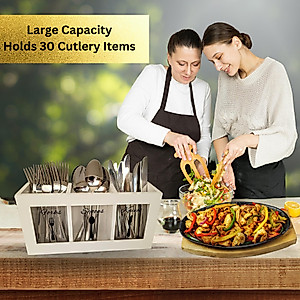 Eden & Rose Home Wooden Cutlery Caddy (White)