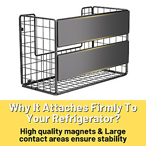 2 Set Magnetic Shelf for Fridge , Fruit Potato & Onion Storage Bins, Pantry Organizers & Storage, Large Container Magnetic Basket for Refrigerator, Kitchen Counter, Cabinet, Magnetic Fridge Organizer