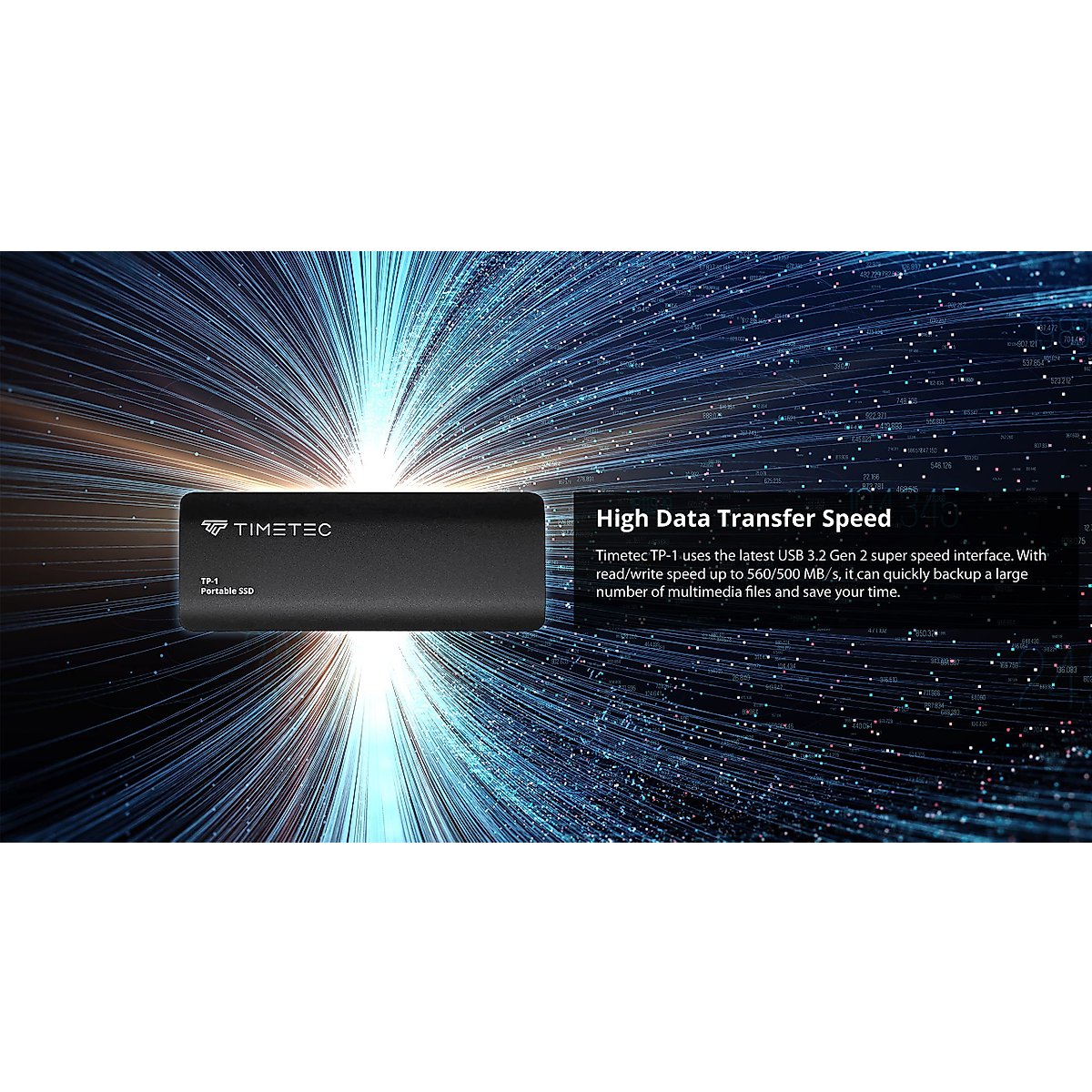 Timetec 2TB Portable External SSD USB3.2 Gen2 Type C Up to 550MB/s Ultra-Light Aluminum Mini External Solid State Drive with USB C to A Cable/USB A to C Adapter for Desktops/Laptop/Mac/Mobile - Black