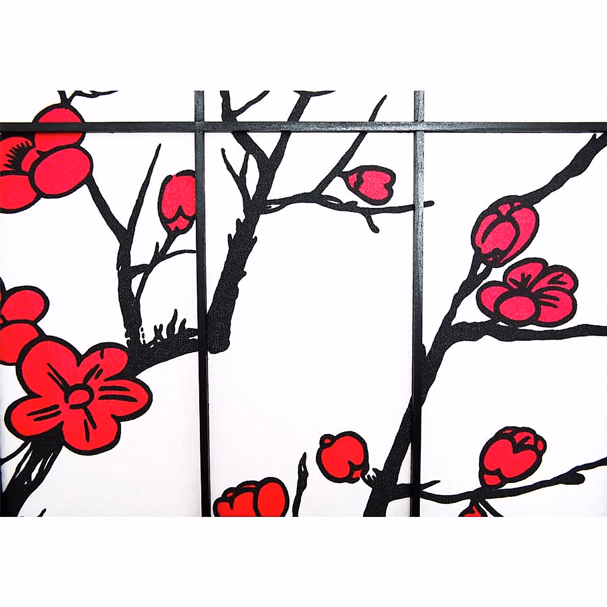 Legacy Decor 4-Panel Blossom Screen Room Divider, Black